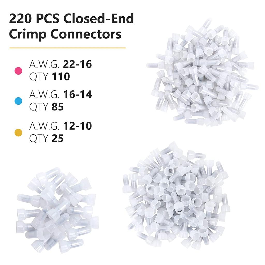 Cheap 220 Pcs Closed End Crimp Connectors Closed End Crimp Terminals ...