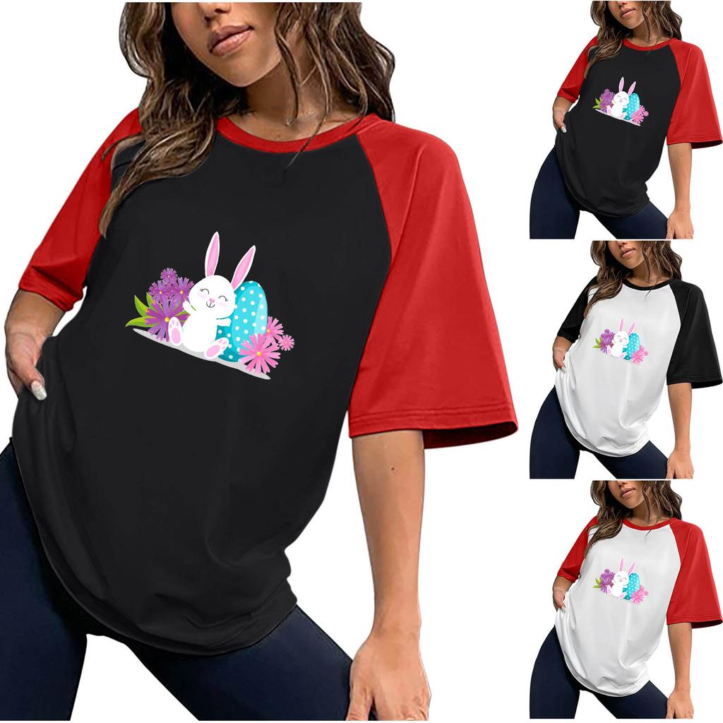 Cheap Women's Fashion Easter Printing Round Neck Underwaist Comfortable ...