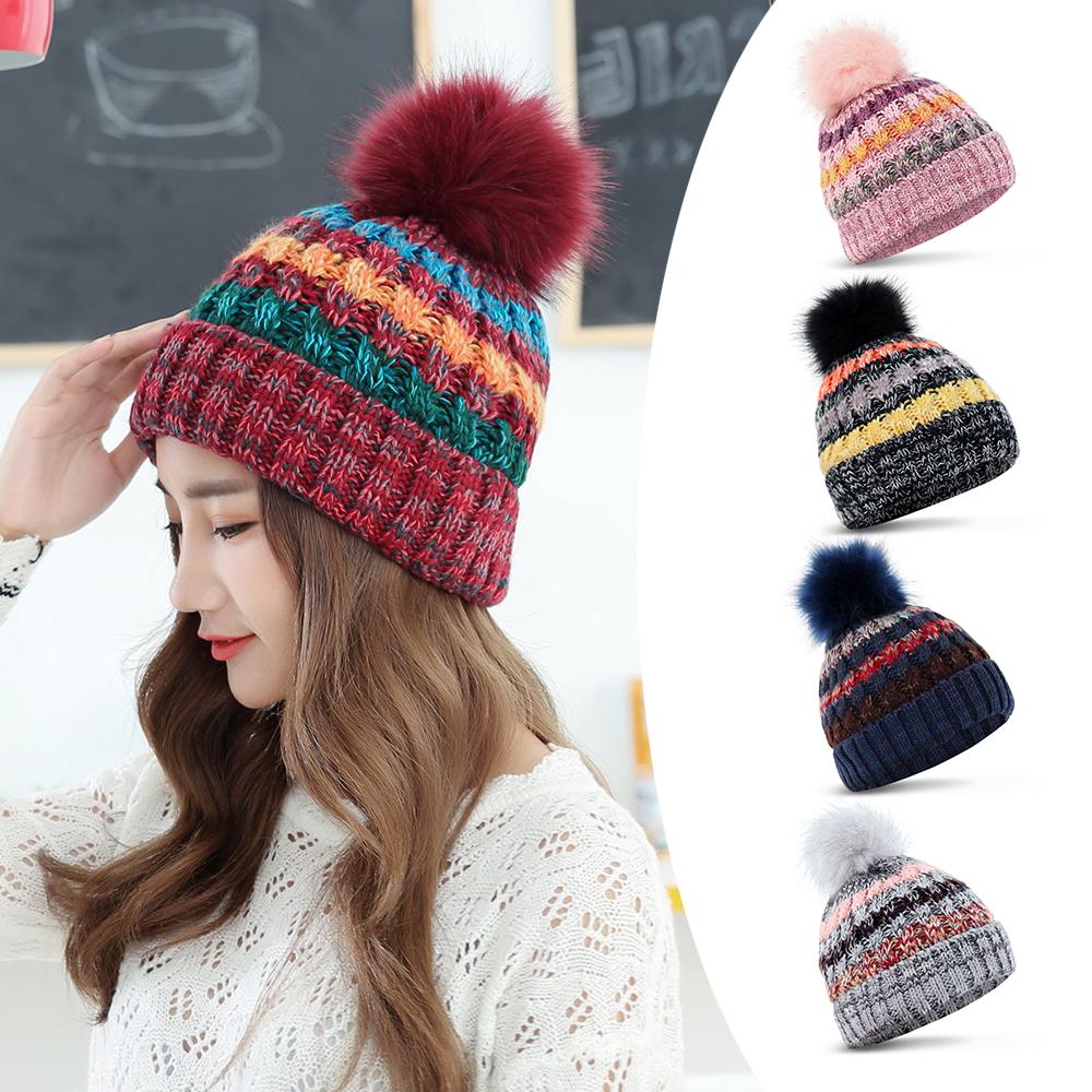 Buy Frauen-Winter-Hut-thermische Winddichte Hut-gerippte Knit-klobige ...
