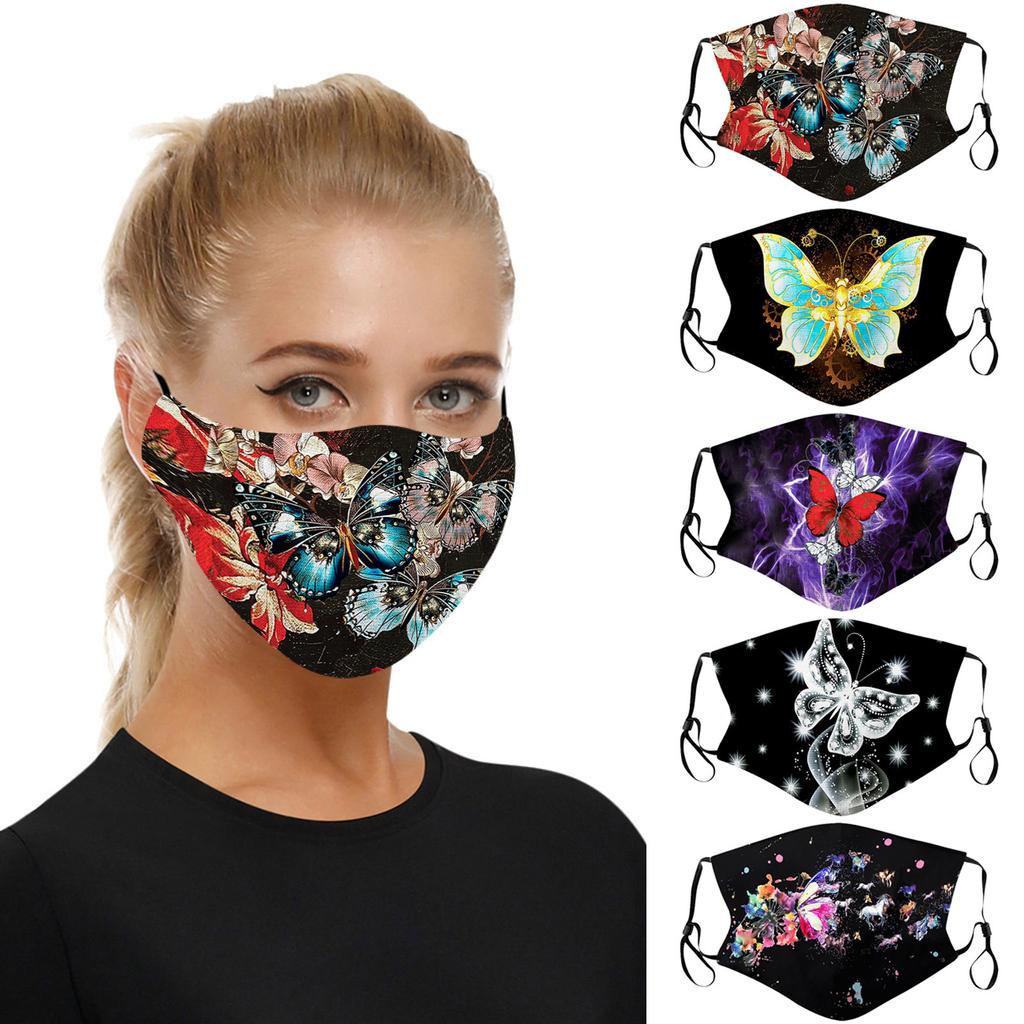 Buy 5pc Print Mouth Masks for Protection Face Mask Washable Earloop ...