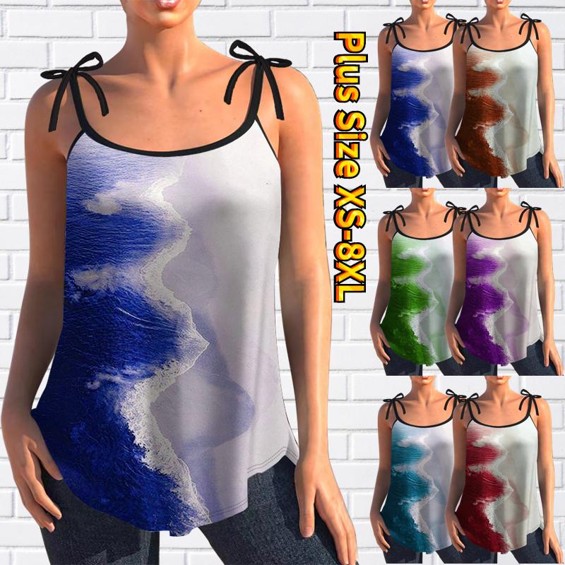 Satın alın Fashion Summer Tide Print Sleeveless Off Shoulder Spaghetti ...