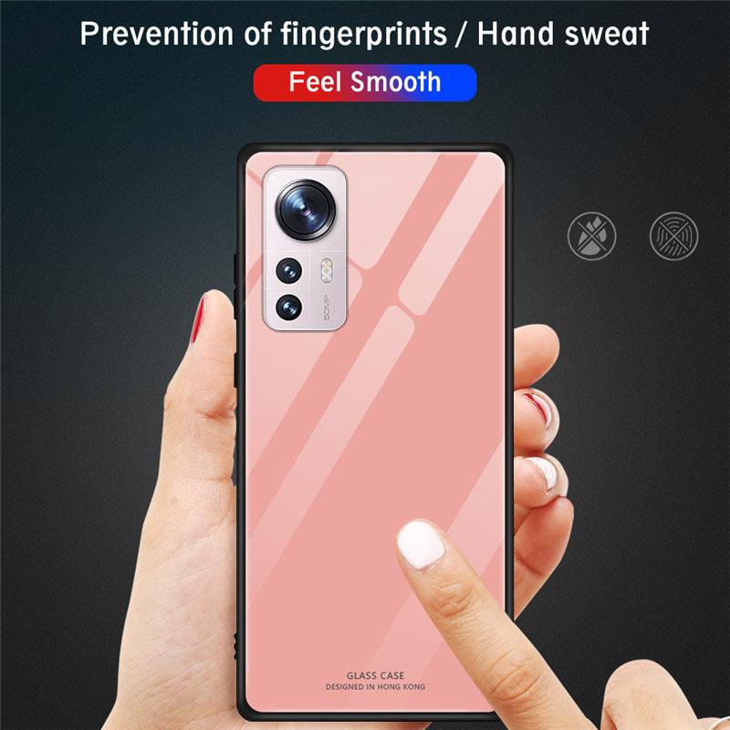 Buy Luxury Solid Color Tempered Glass Phone Case for XIAOMI MI 12 11T ...