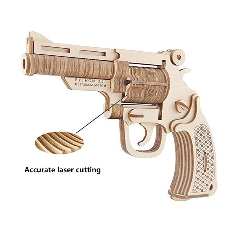 Buy 109Pcs/Set 3D Wooden Puzzle DIY Revolver Gun Model Toys Jigsaw ...