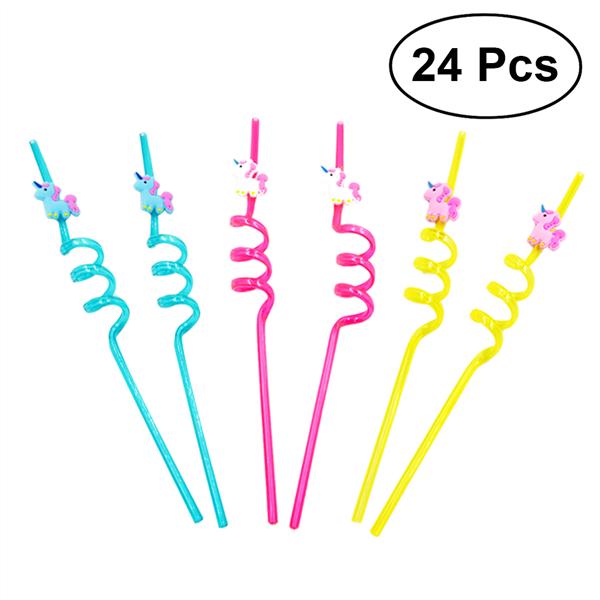 Buy 24pcs Straws PVC Material Unicorn Pattern Creative High Quality ...