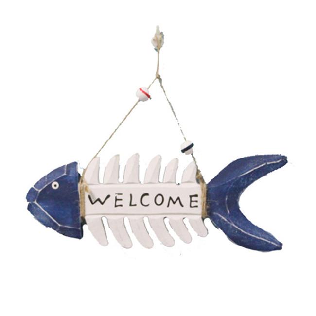 Buy Mediterranean Style Solid Wood Creative Fish Bone Welcome Doorplate ...
