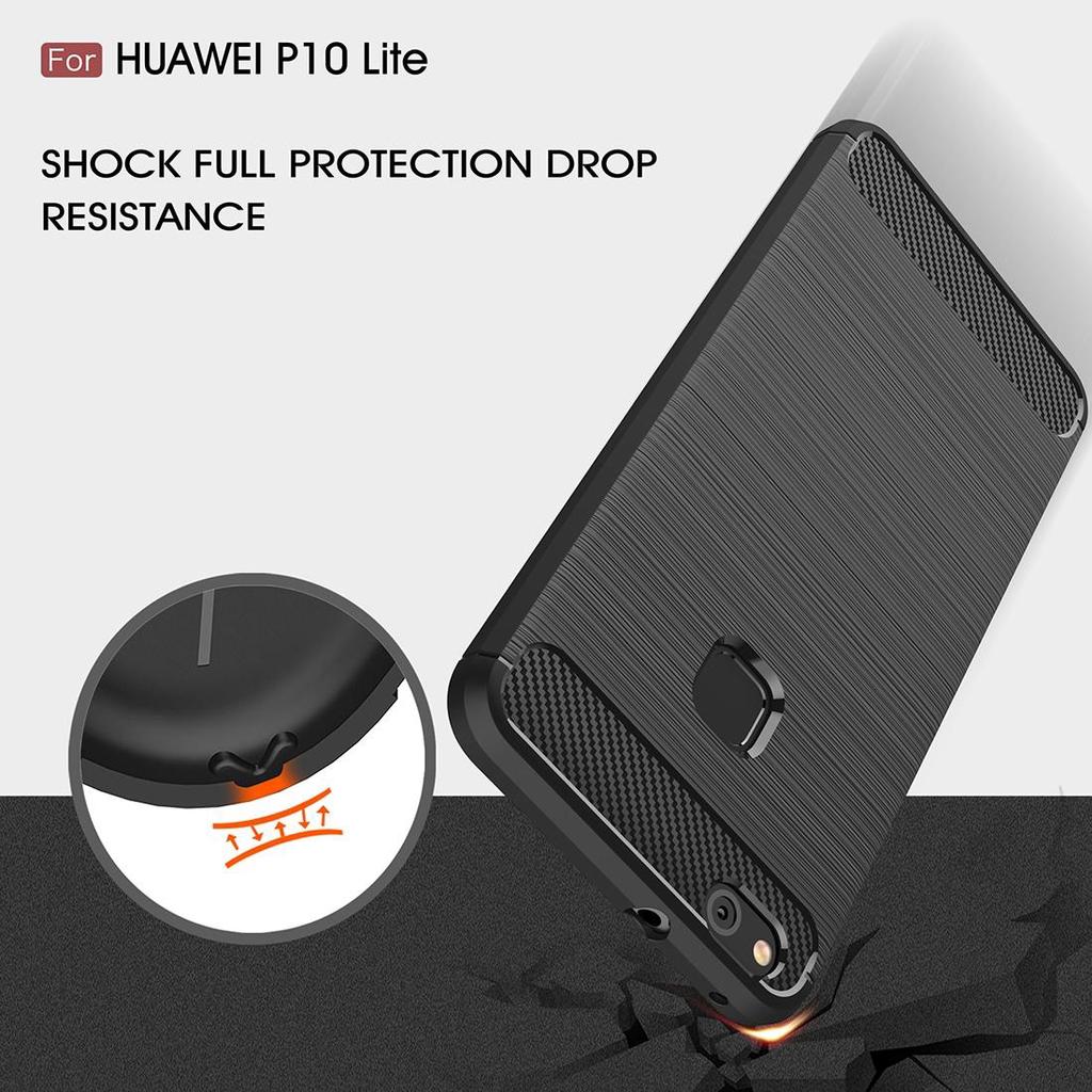 Buy For Huawei P10 Lite Brushed Carbon Fiber Texture Shockproof TPU ...