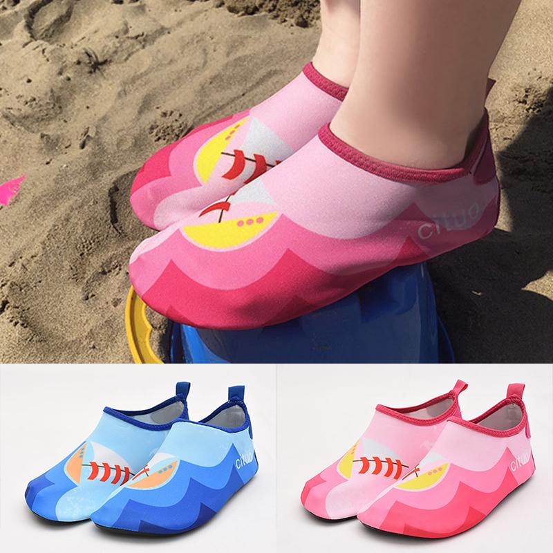 Buy Sailboat Printed Kid Unisex Foot Protective Beach Shoes Indoor ...