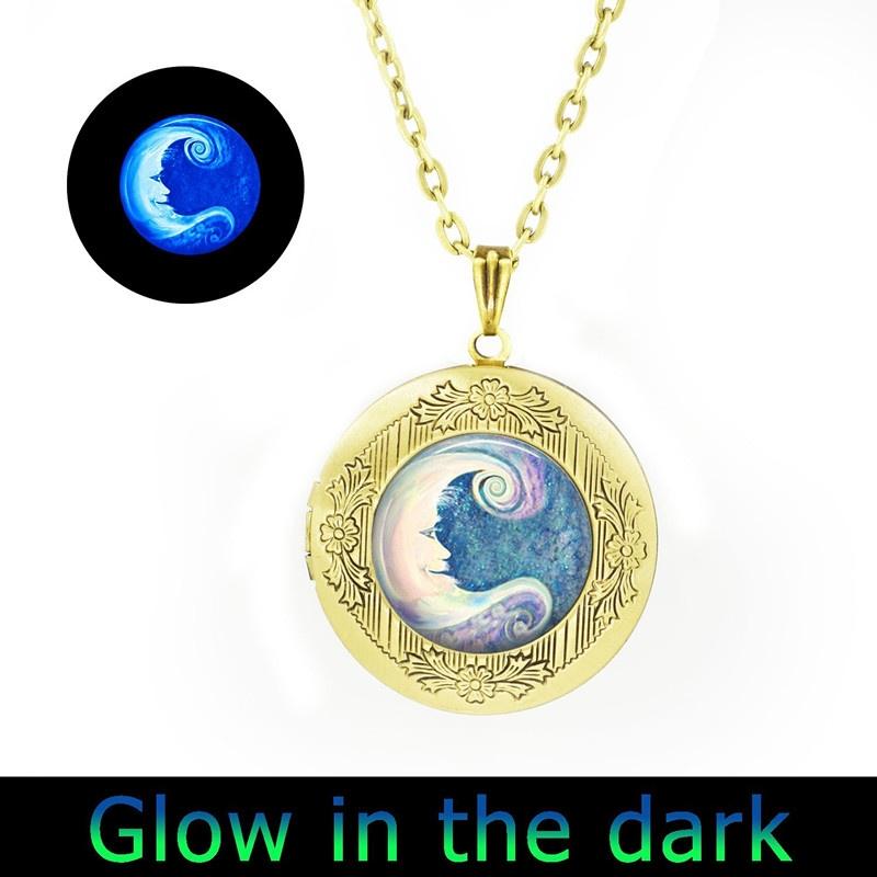 Buy Glass Tile Locket Necklace Celestial Locket Necklace Blue Locket ...
