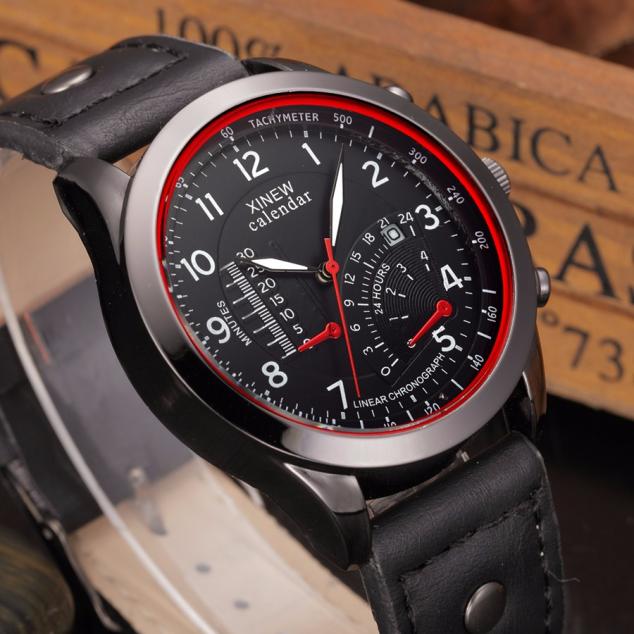 Cheap Qi Military Leather Waterproof Date Quartz Analog Army Men's ...