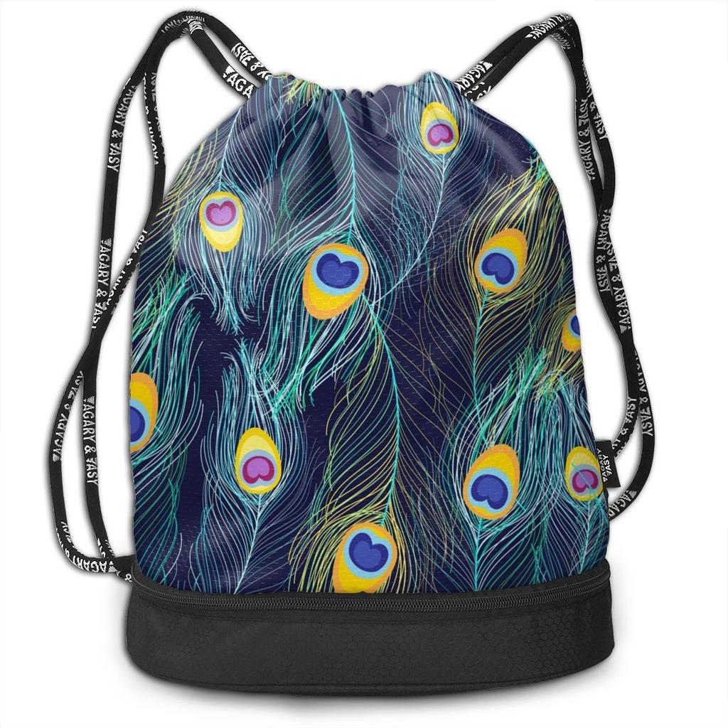 Buy Multifunctional Beam Backpack Beautiful Pattern Peacock Feathers at ...