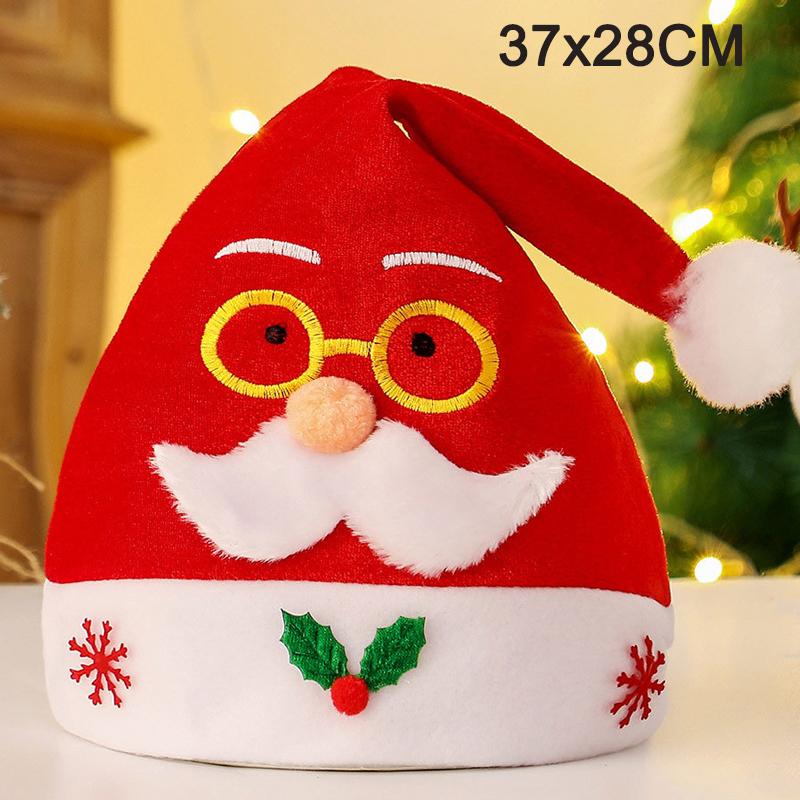 Buy Luxury Thickening Plush Christmas hat Cartoon Checker Santa Hat ...
