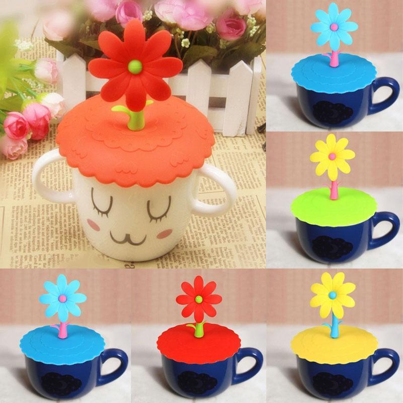 Buy 1 Pcs Silicone Cute Sunflower Leakproof Coffee Mug Suction Lid Cap ...