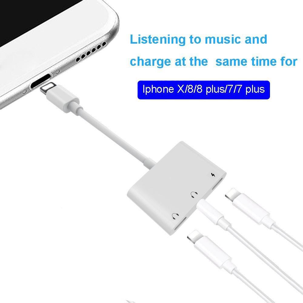 Buy Mini Dual Lightning Splitter Adapter Audio AUX Converter Charger ...