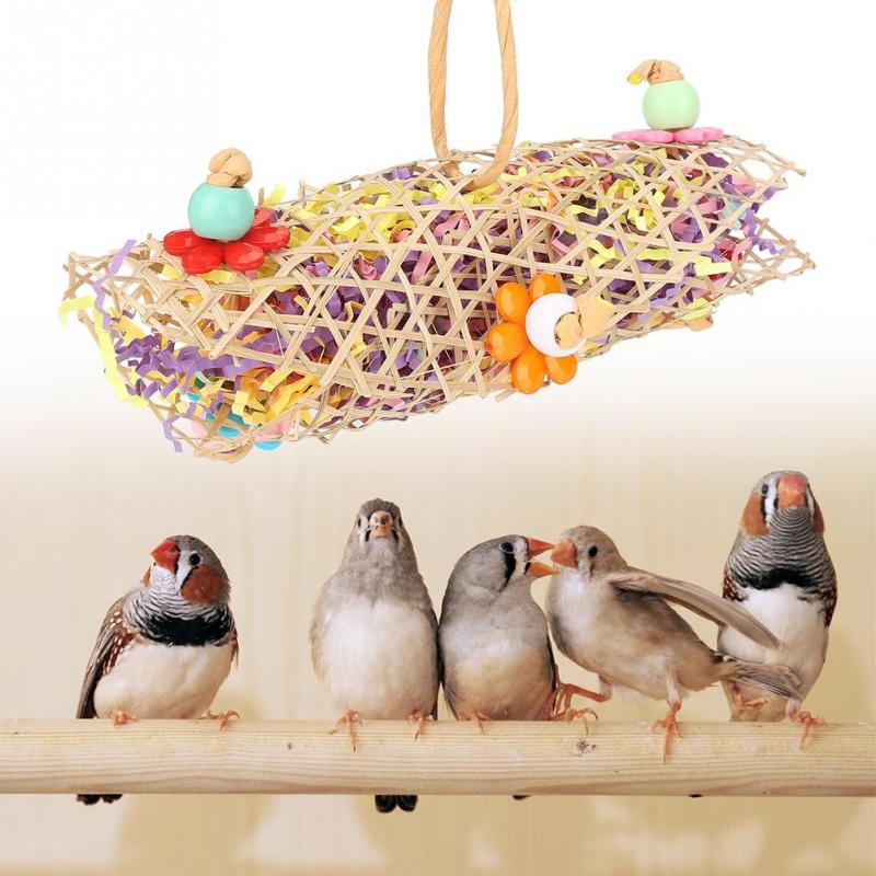 Buy Colorful Parrot Toy Chewing Papers Pet Parakeet Birds Hanging ...