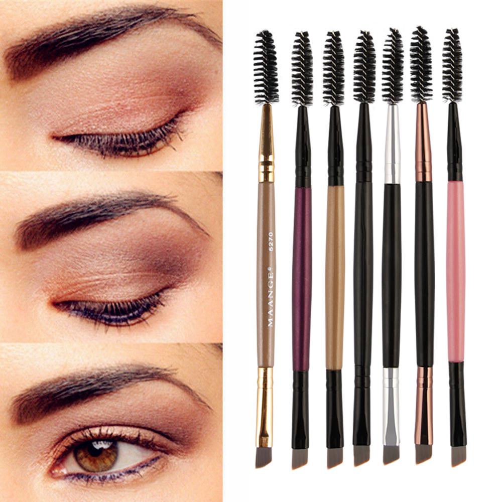 Buy Duo Brow Makeup Brush Wood Handle Double Sided Eyebrow Flat Angled ...