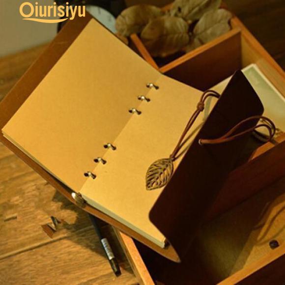 Buy Faux Leather Leaf String Bound Blank Kraft Paper Diary Journal ...