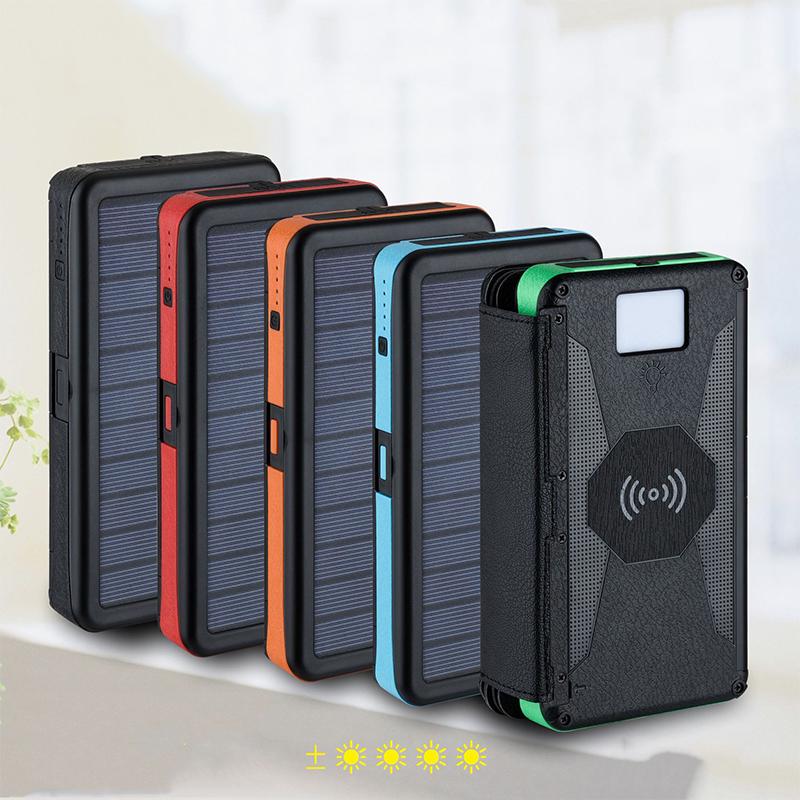 Buy 20000mAh Solar Power Bank Dual USB Waterproof Wireless Solar ...