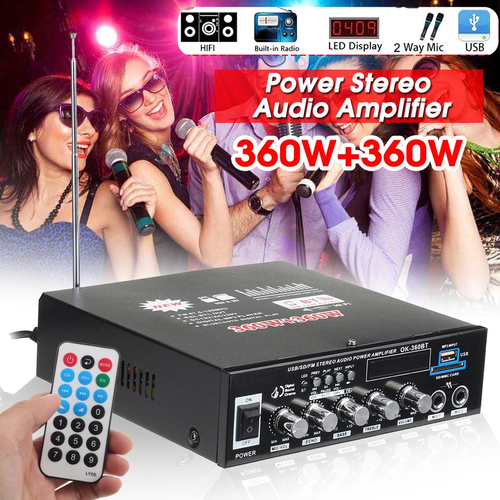 Buy 2CH Amplifier Power Stereo HIFI Audio Amplifiers 12V/220V Bluetooth ...