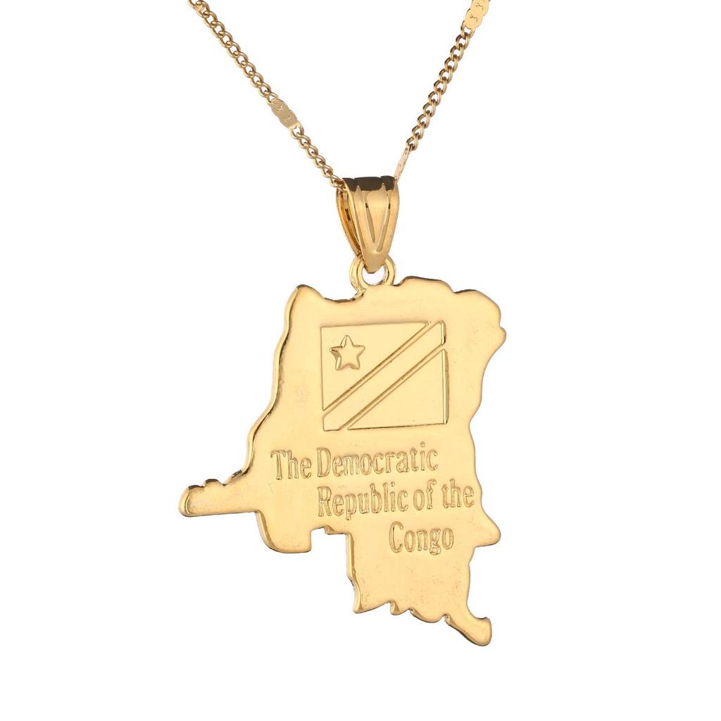 Buy Democratic Republic of The Congo National Flag Map Pendant Necklace ...