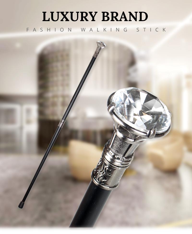 Buy Transparent Crystal Handle Walking Stick Men Party Decorative ...