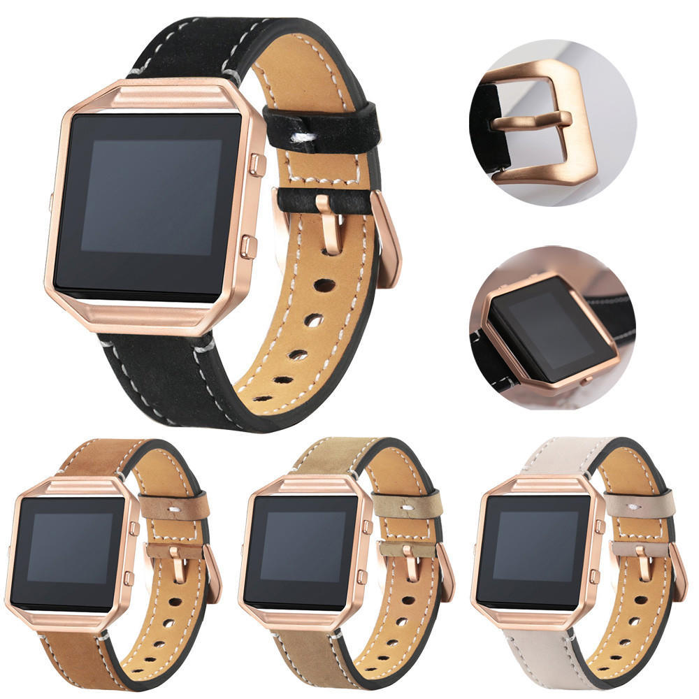 Buy Luxury Leather Watch Band Wrist strap+Metal Frame For Fitbit Blaze ...