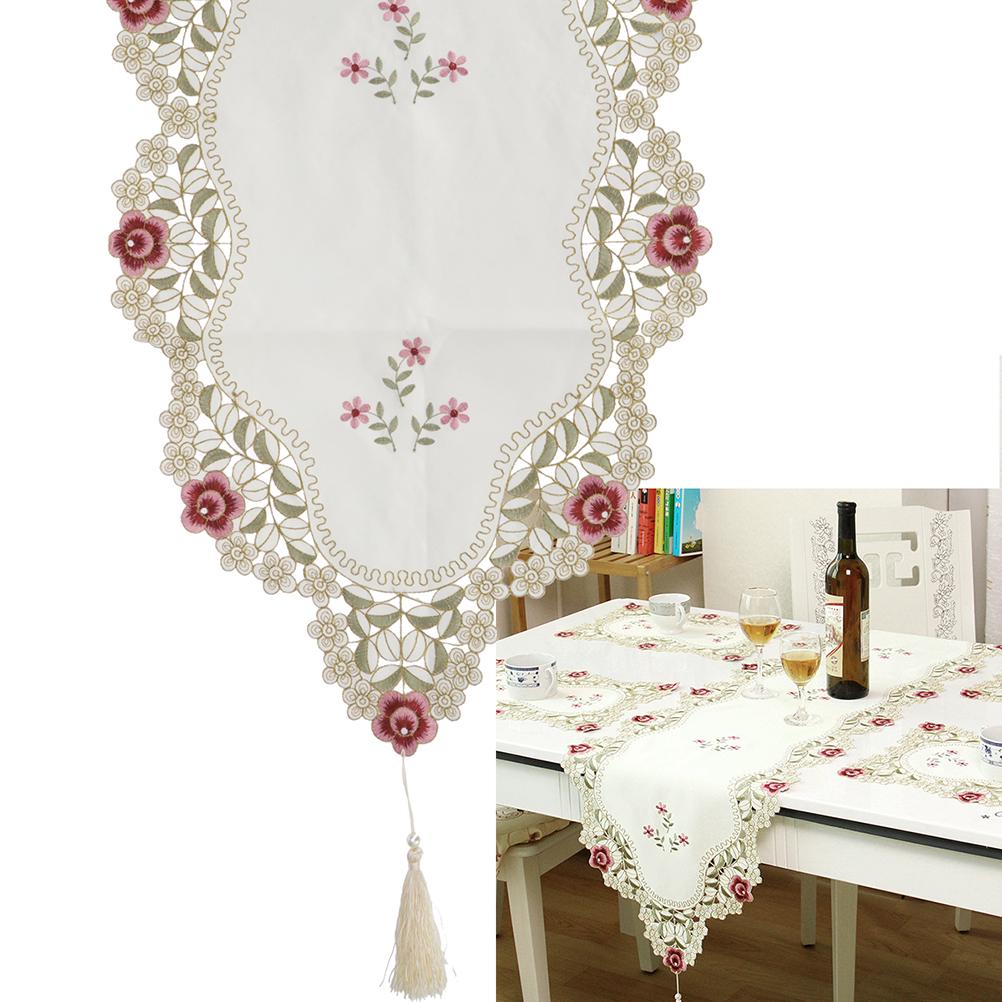 Buy Flower Embroidered Washable Table Tapestry Floral Table Decoration ...