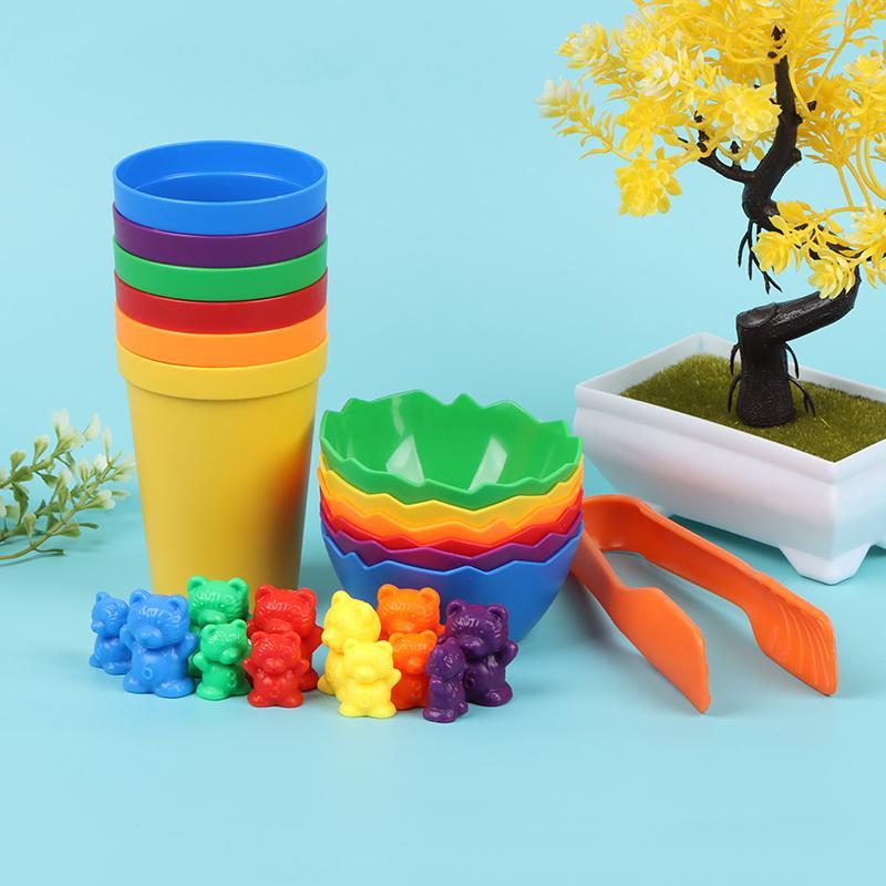 Buy 30Pcs Rainbow Weight Counting Bears With Stacking Cups Matching ...