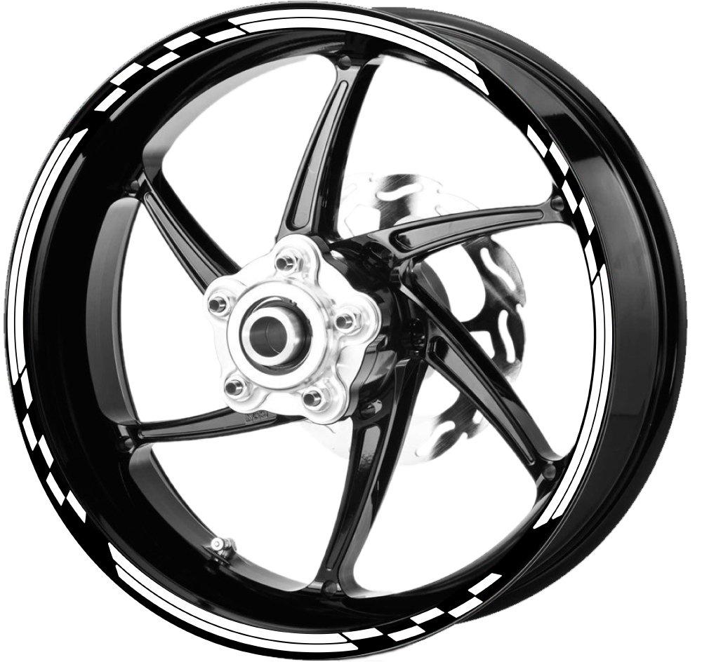 Buy Racing Flag Design Fluorescent White Rim Tape Wheel Stripes Decals ...