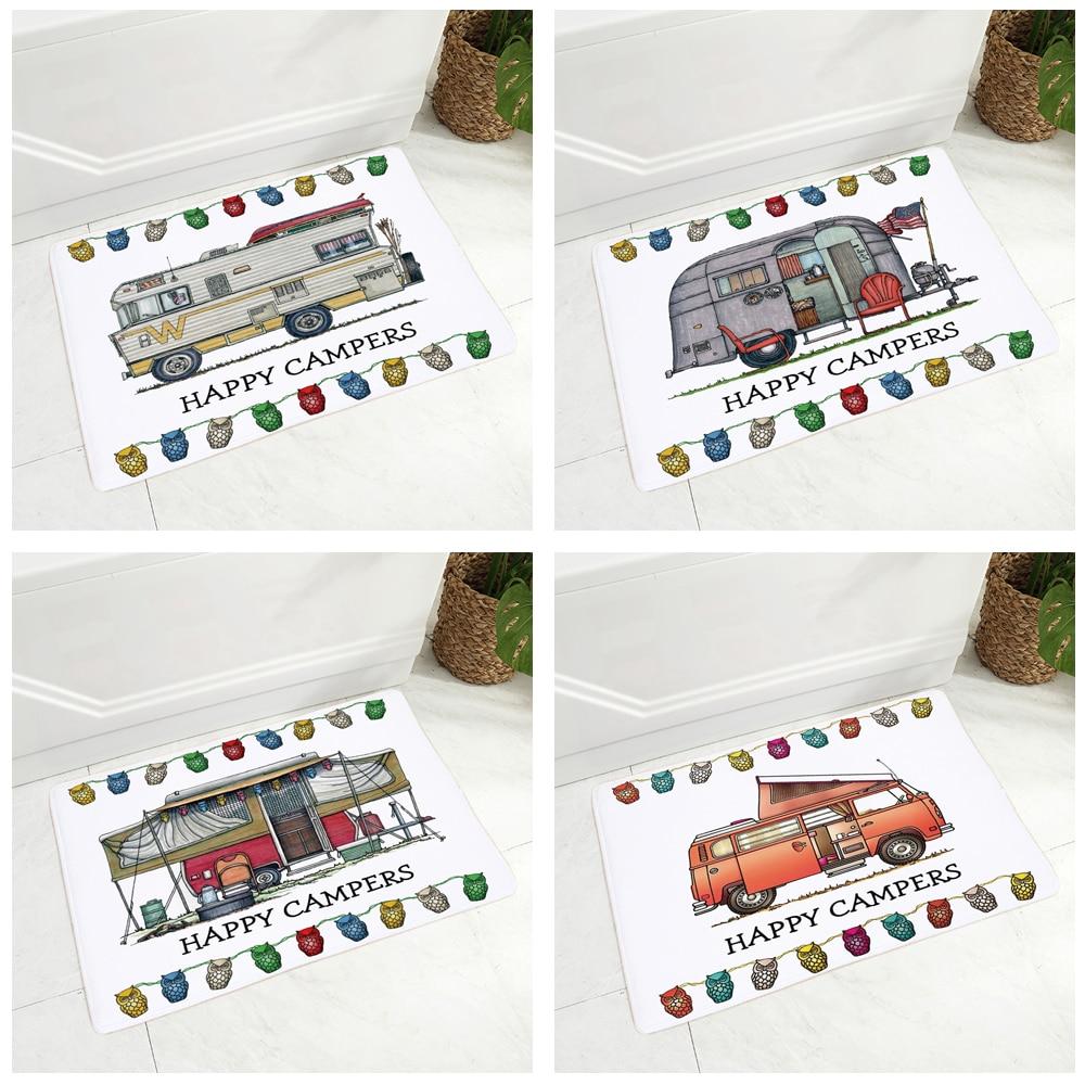 Buy Happy Campers Doormat Kitchen Carpet Non-Slip Decor Cartoon House ...