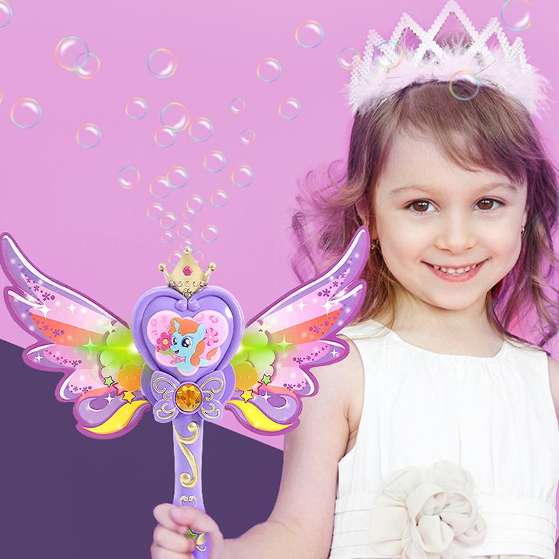 Buy Kids Magic Wand Cute Pony Party Water Bubble Machine Blower Toy ...