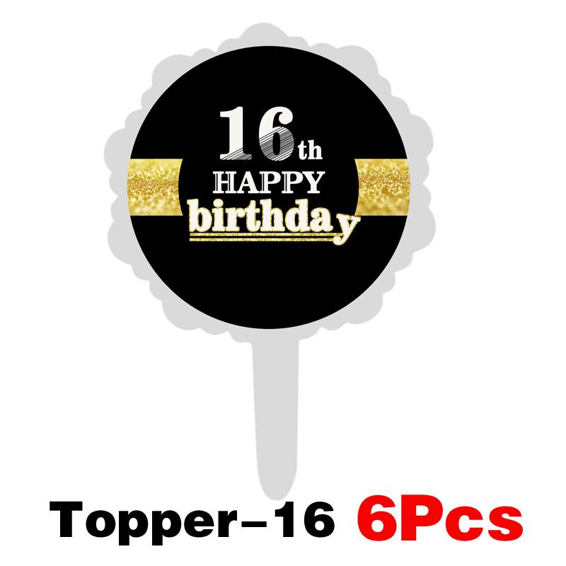 Buy 6Pcs Dessert Anniversary Party Decor Black Gold Birthday Cake ...