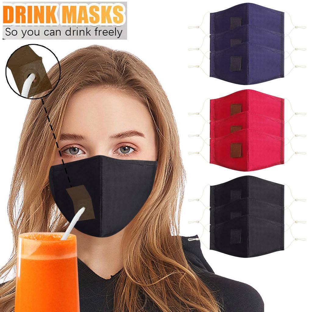 Buy Aominuo Adult Women Protect Dustproof Face Mask Drinking Mask with ...