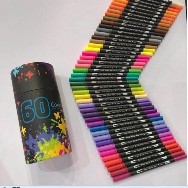 💰Kjøp 12PCS/60PCS Colors Dual Tip Brush Pens Art Markers 60 Assorted ...