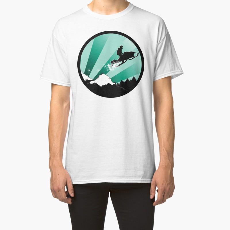 Buy Men's Print Snowmobile Powder Trail T-shirt Summer Casual O-Neck ...
