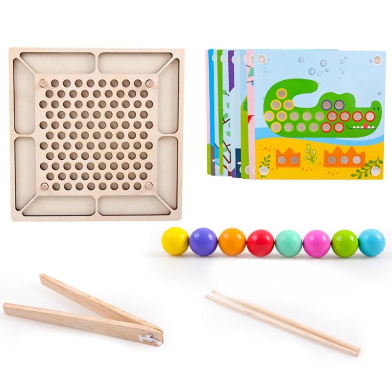 Montessori Wooden Toy Hand Brain Training Bead Color Classification ...