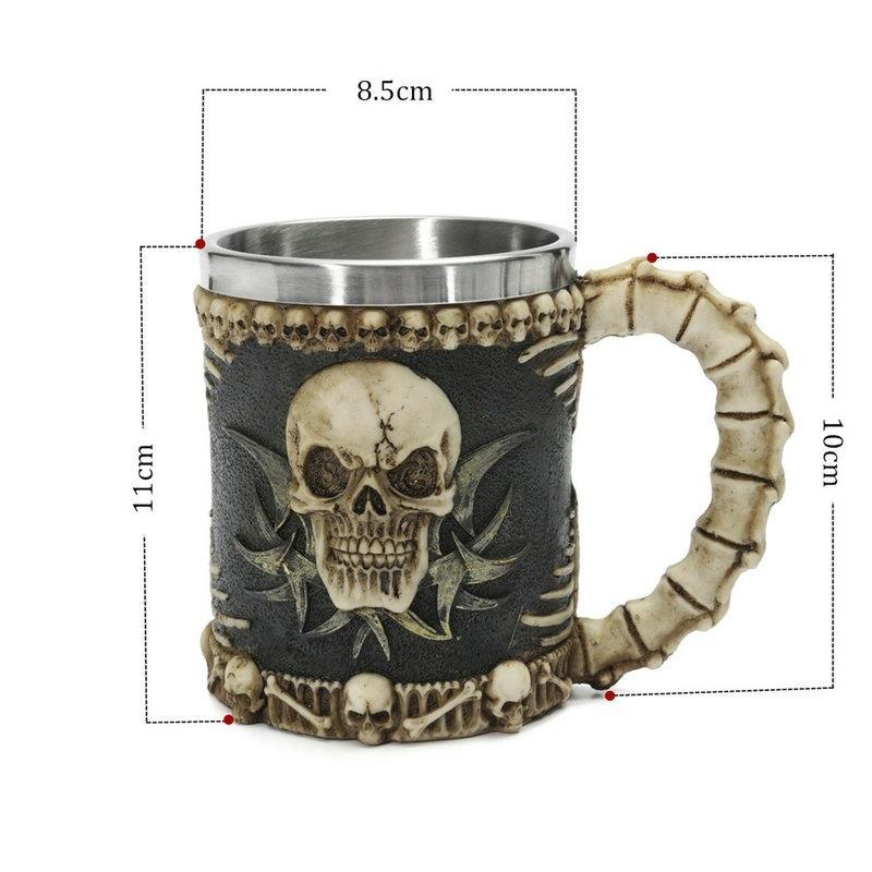 Buy Stainless Steel 3D Skull Mugs Coffee Cup Gothic Dinner Party ...
