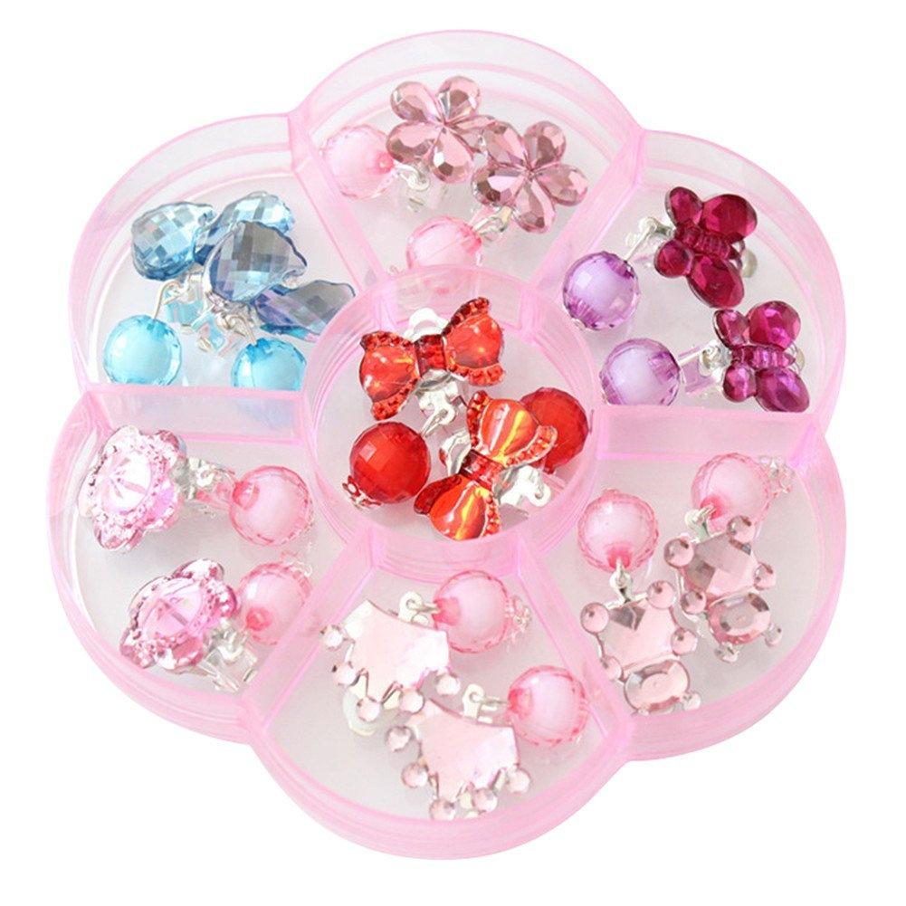 Buy Toddler Crystal Earring Box Set Girl Earrings Clip-on Princess ...