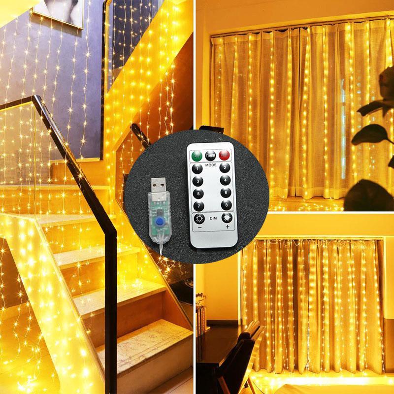 Buy Remote Control Curtain Christmas Garland Lights Fairy Lights LED ...