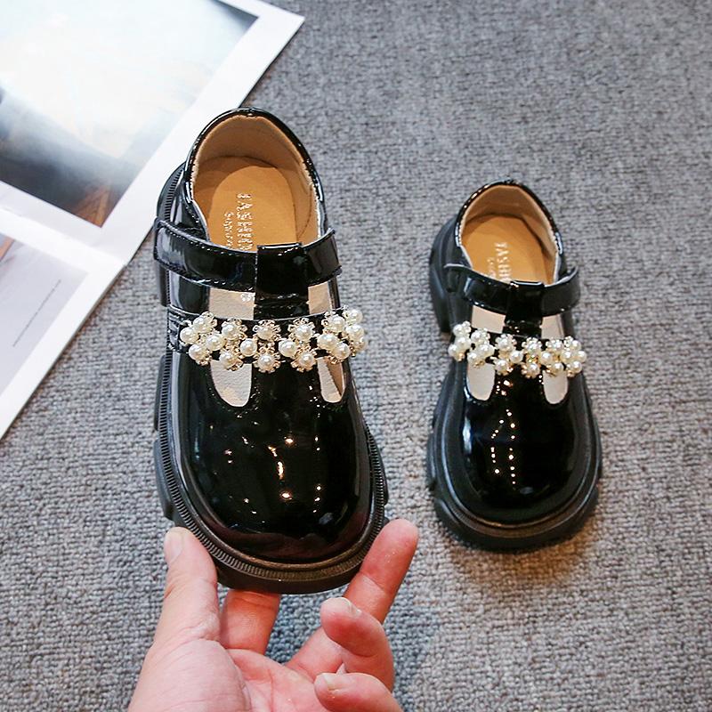 Cheap Child Fashion Black Pearls Pretty Girl Hook & Loop Non-slip Cute ...