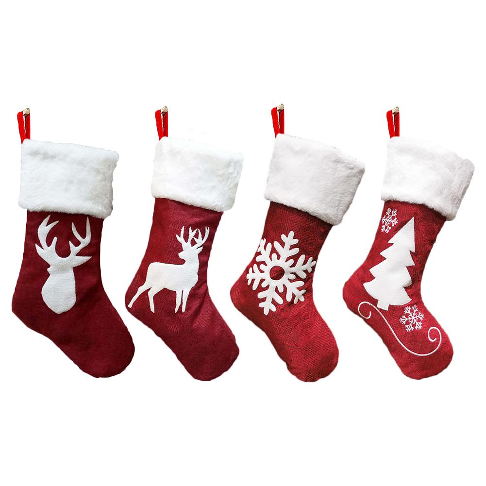 Buy Cute Embroidery Christmas Stocking Tree Pendant Christmas Sack ...