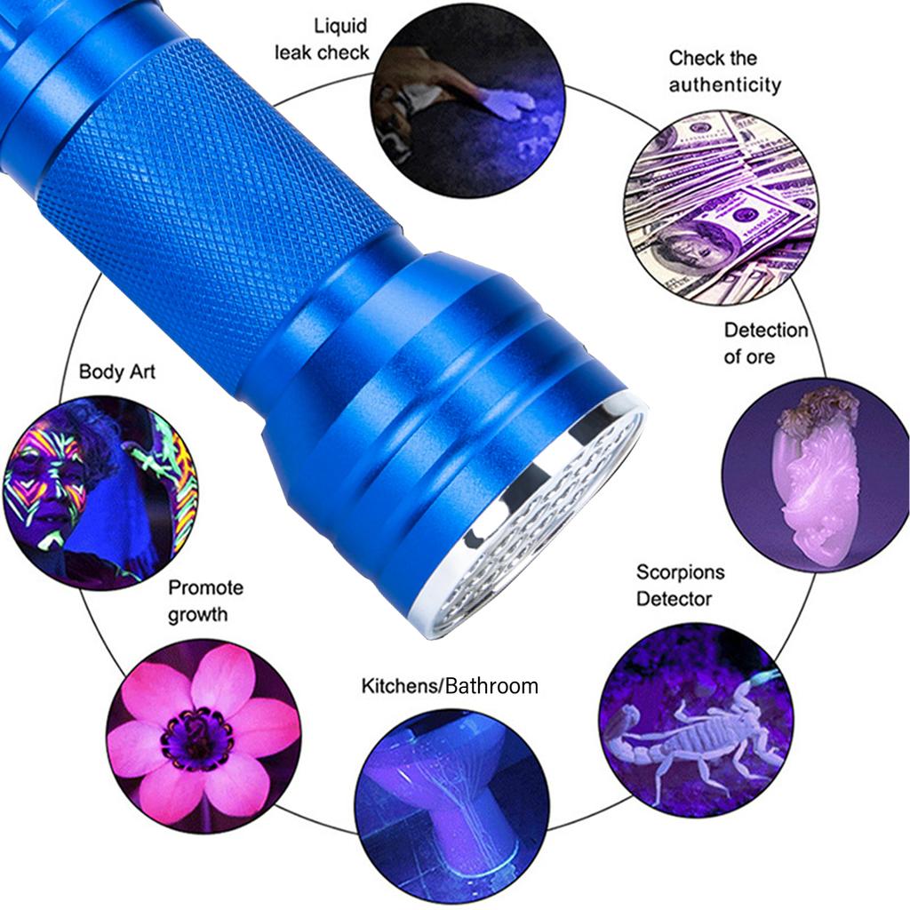 Buy 2pcs Uv Flashlight Pet Urine Detector Black Light 21 Led 395nm ...