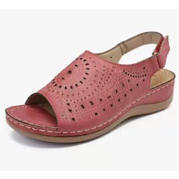 Buy Large Size Hollow Stitched Sandals Sandals Round Toe Thick Bottom ...