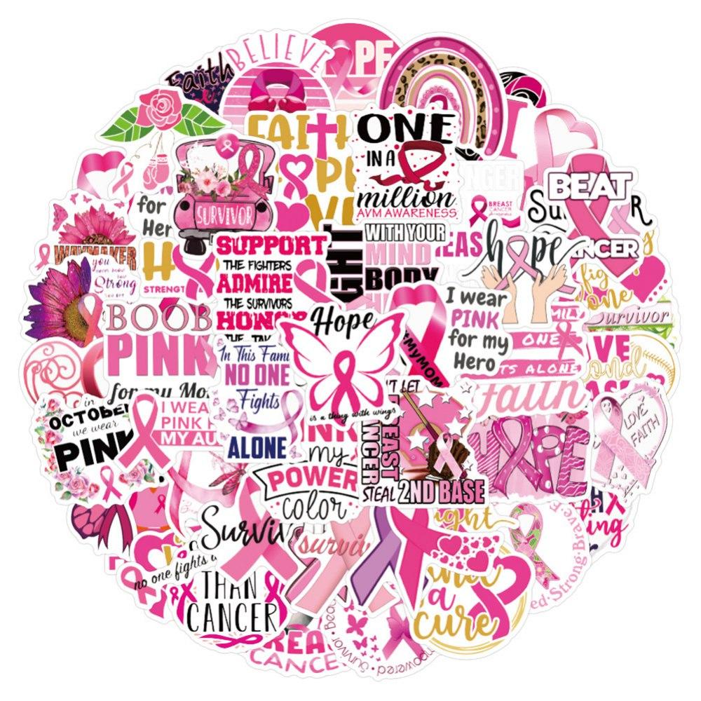 50Pcs Brand Stickers For Laptop Macbook Breast Cancer Awareness ...
