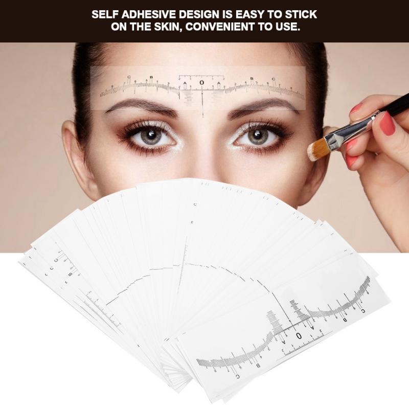 Buy 50Pcs Disposable Eyebrow Tattoo Ruler Sticker Microblading Measure ...