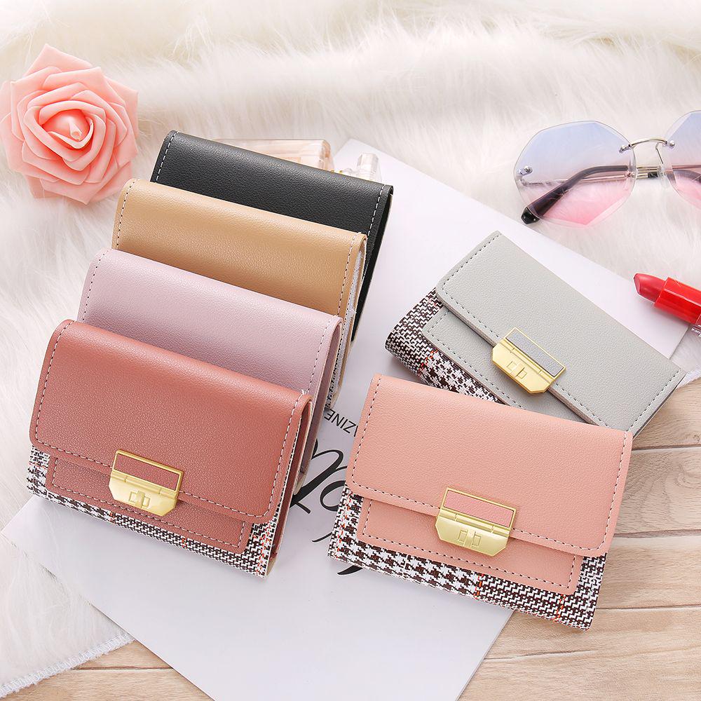 Buy Women's Fashion Buckle Wallet Contrast Small Square Student Wallet ...