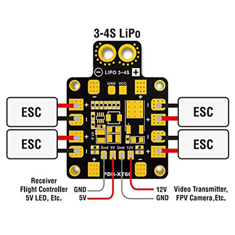 Mini Power Hub PDB XT60 Power Distribution Board PDB-XT60 with BEC 5V ...