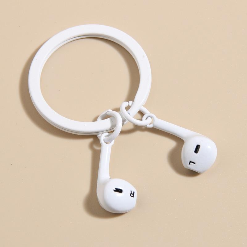 Cute Enamel Keychain Earphone Key Ring Wireless Headset Key Chains ...