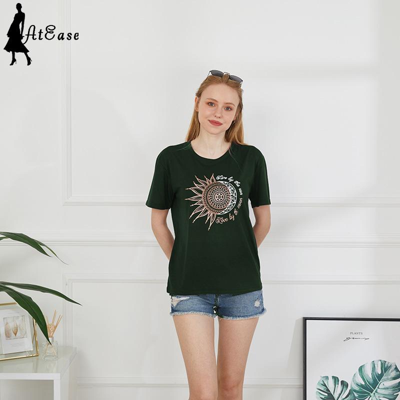 Cheap Women's Fashion O-Neck Short-sleeved Sun Print T-shirt Summer ...