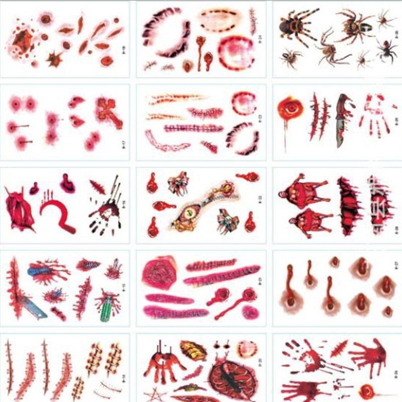 Buy 30 Pieces Halloween Scar Tattoo Stickers Funny Scars Stickers ...