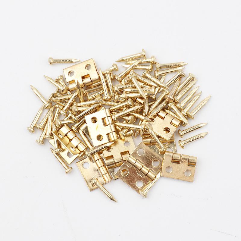 Buy 10pcs DIY Craft Gold Mini Brass Hinge Hardware Nail 8*10mm For ...